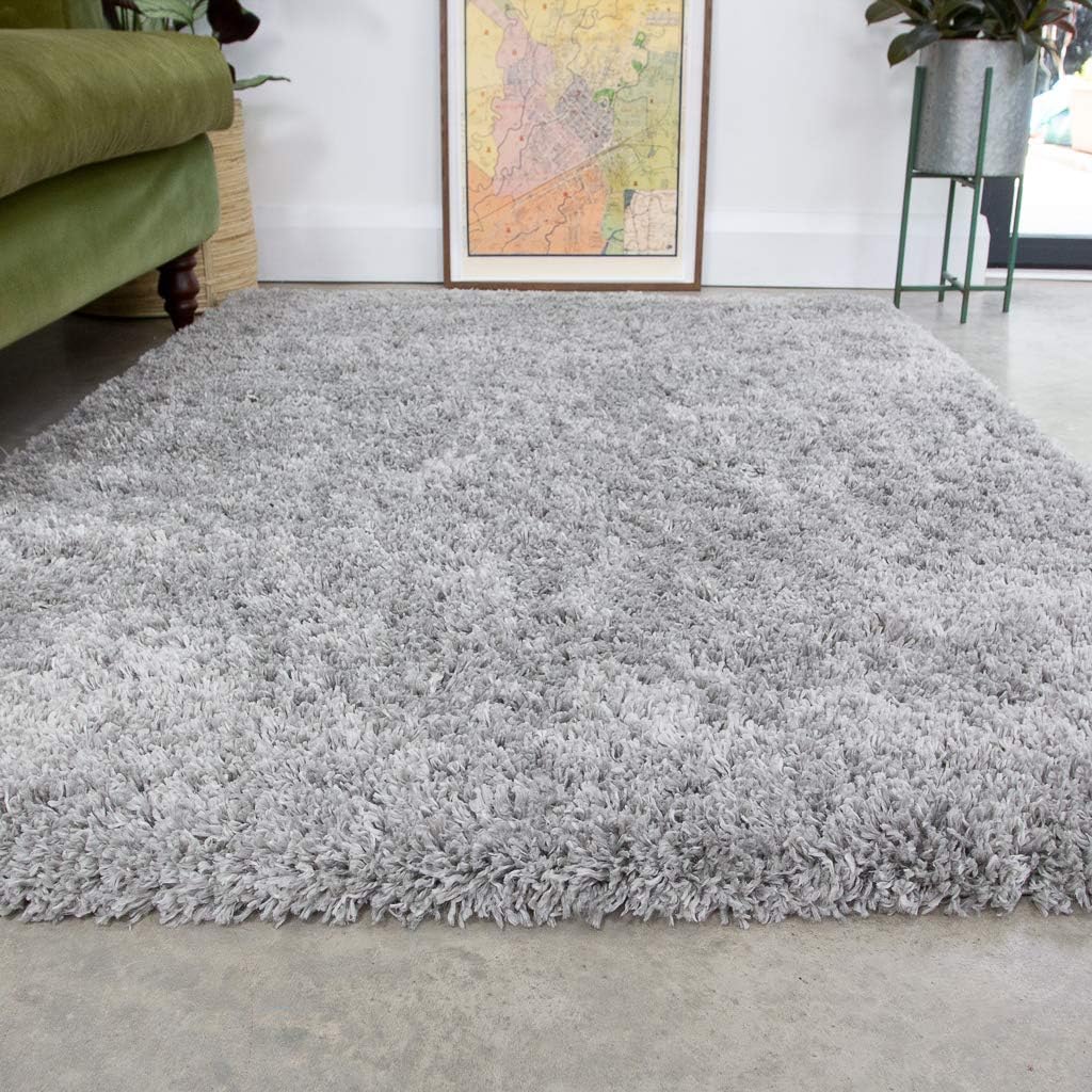 Modern Durable Large Duck Egg Silver Thick Shaggy Shag Carpet Rug Blue ...