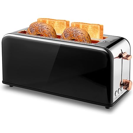 Amazon.com: Mecity 4 Slice Toaster, Long Slot Toaster With Countdown ...