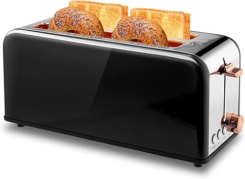 Amazon.com: Pukomc Toaster 4 Slice with Wide Slots, 2 Long Slot Toaster ...