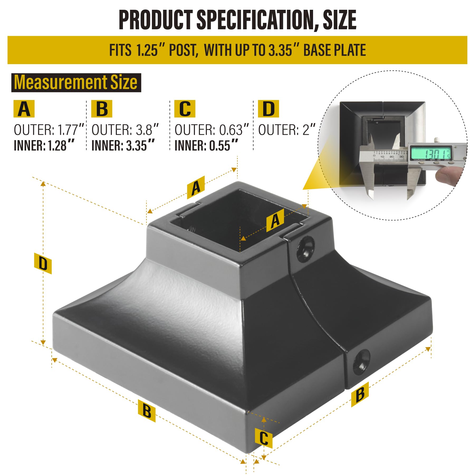 Snapklik.com : Epcee 8pcs 1.25" Aluminum Deck Post Base Cover, Skirt ...