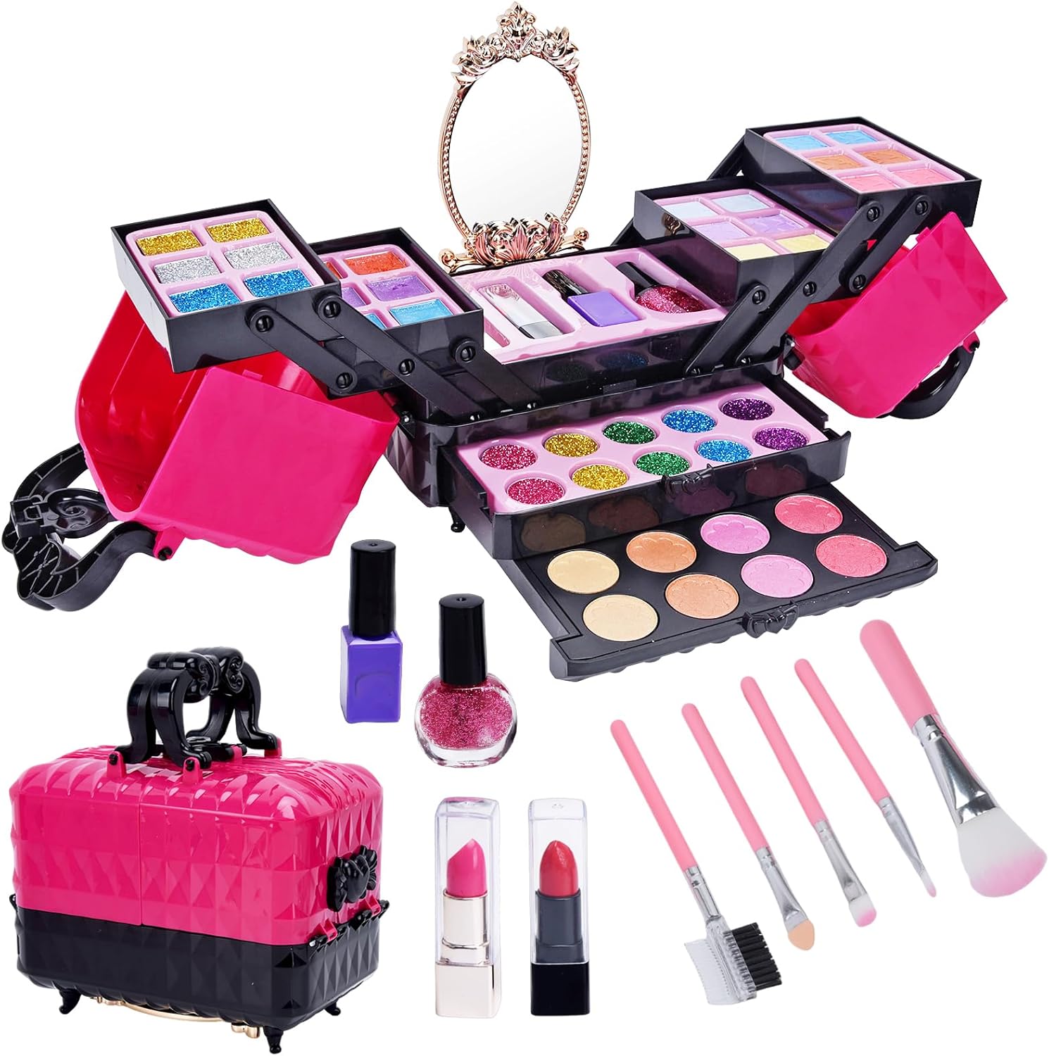 Amazon.com: JWISLAND Kids Makeup Kit for Girl, 52 PCS Kids Play Makeup ...
