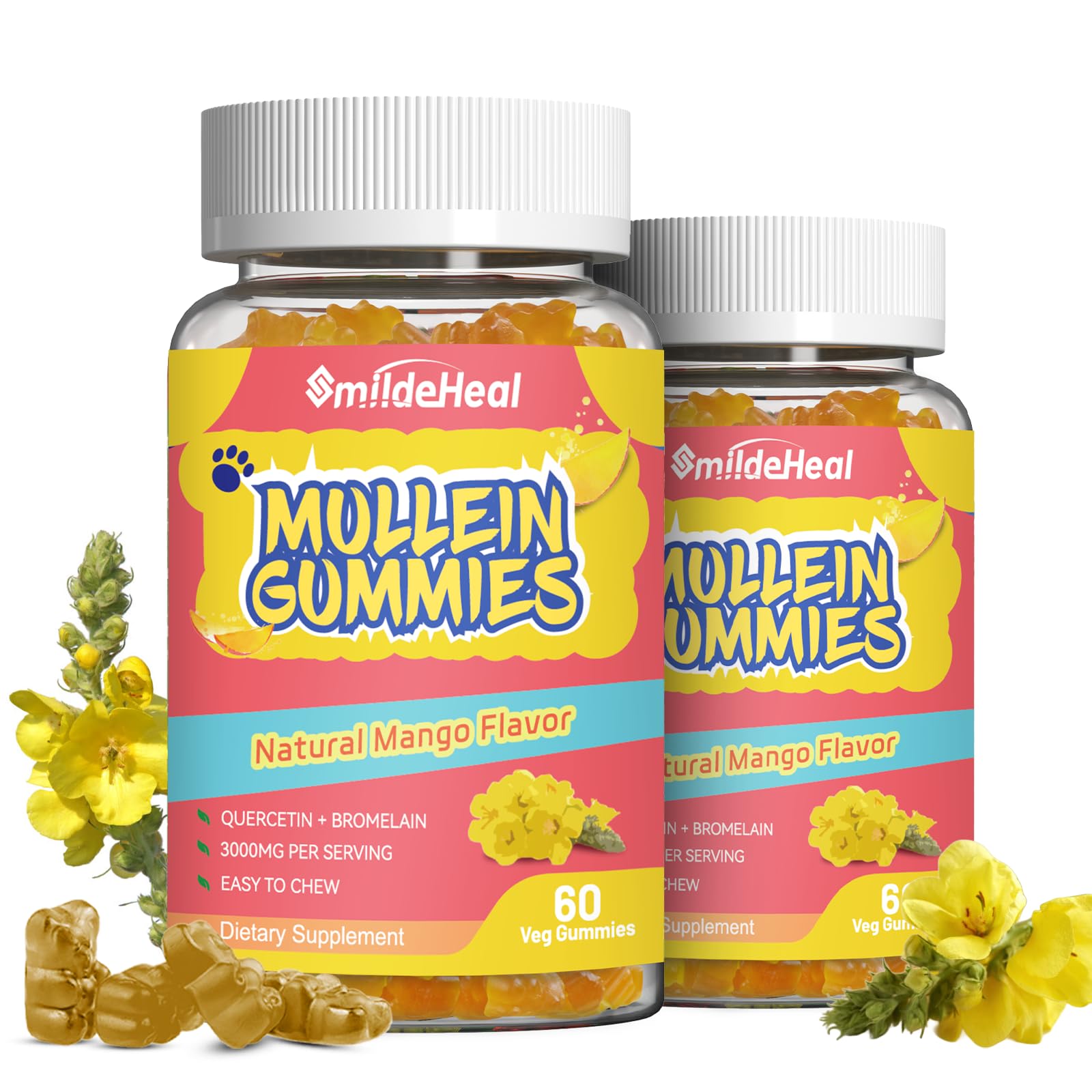 Amazon.com: SmildeHeal Mullein Gummies, 3000MG Mullein Leaf Extract ...