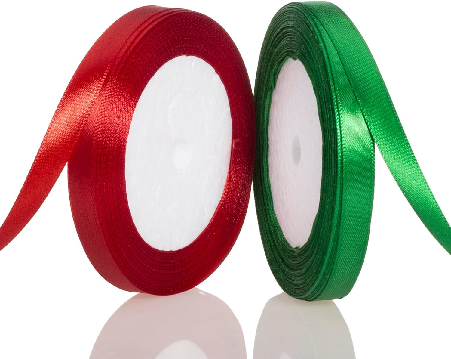 Amazon.com: ATRBB 3/8 Inch Red and Classical Green Satin Ribbon, 50 ...