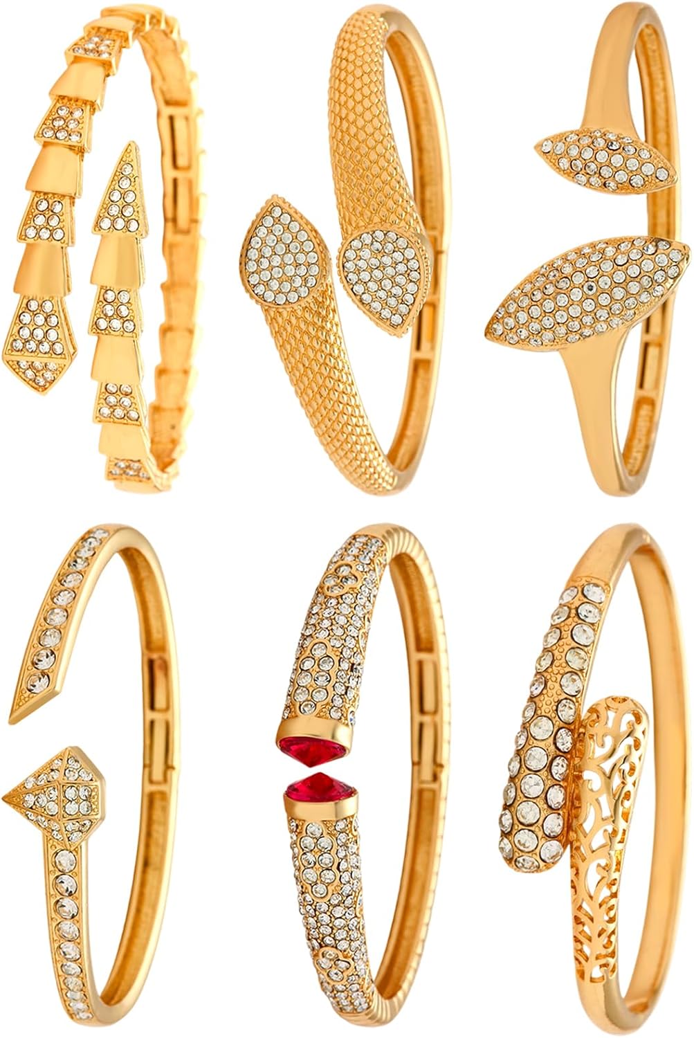 Amazon.com: 6PCS Gold Bangle Bracelet Set, Snake-shaped Personality ...