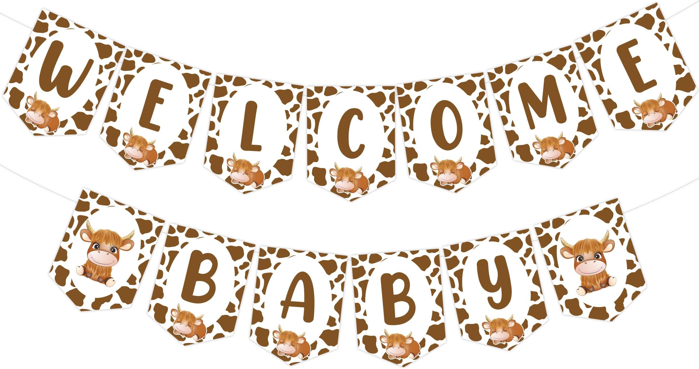 Amazon.com: JOYMEMO Highland Cow Welcome Baby Banner for Boy or Girl ...