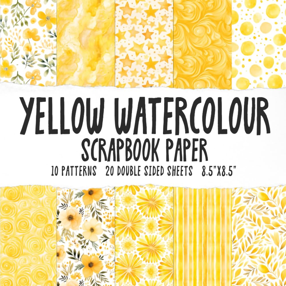 Yellow Watercolour Scrapbook Paper: Yellow Watercolor Patterns ...