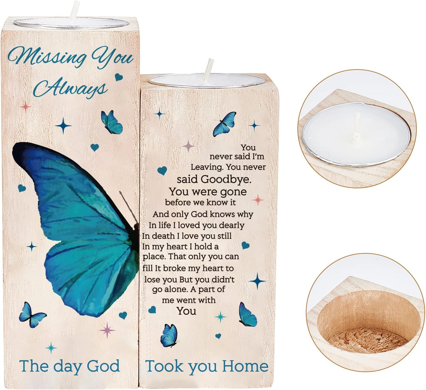 Missing You Personalized Tealight Candle Holder Funeral Poems Theme ...