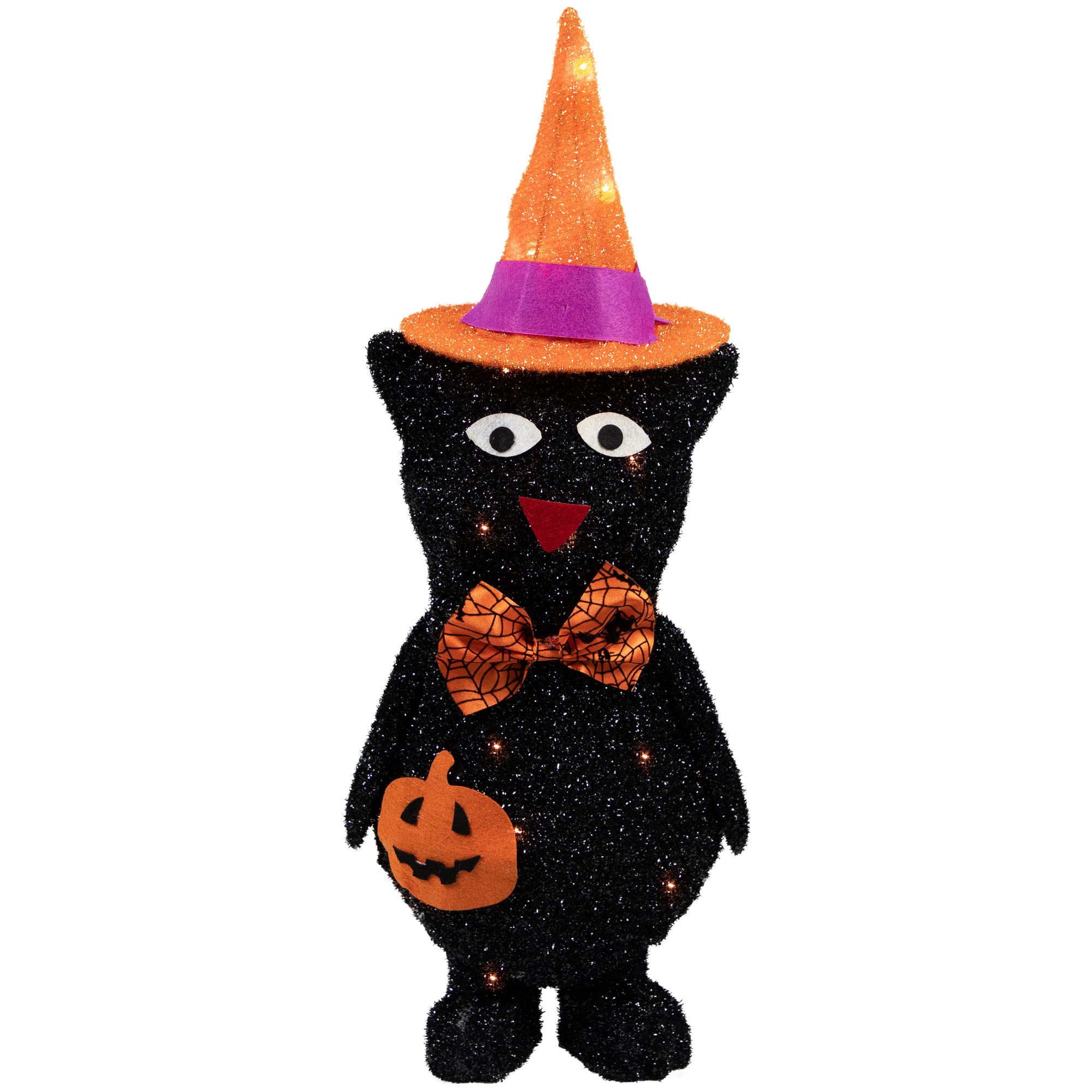 Amazon.com: Northlight 24" Lighted Black Cat in Witch's Hat Outdoor ...