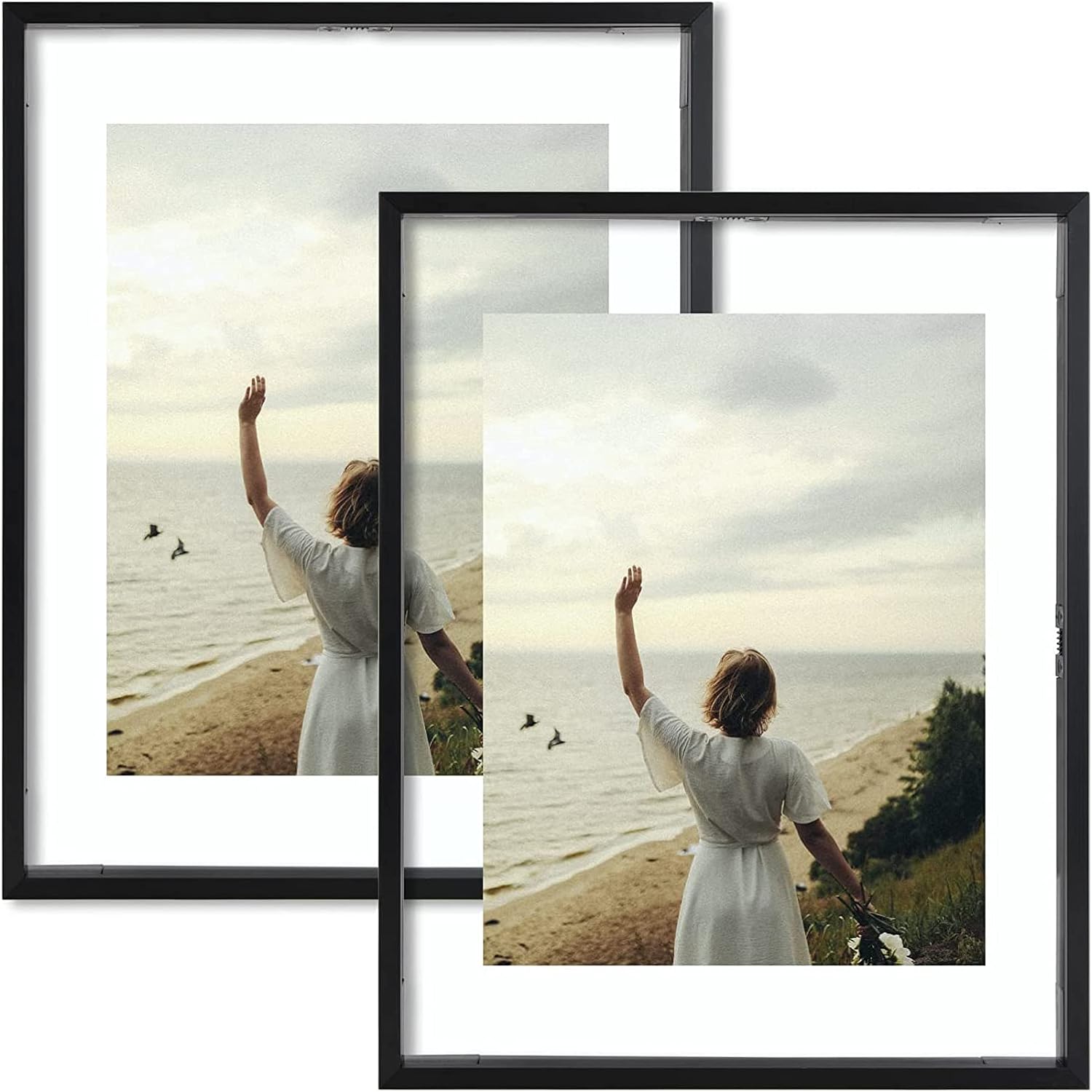 Amazon.com - Frametory, 11x14 Floating Picture Frame - Metal Photo ...