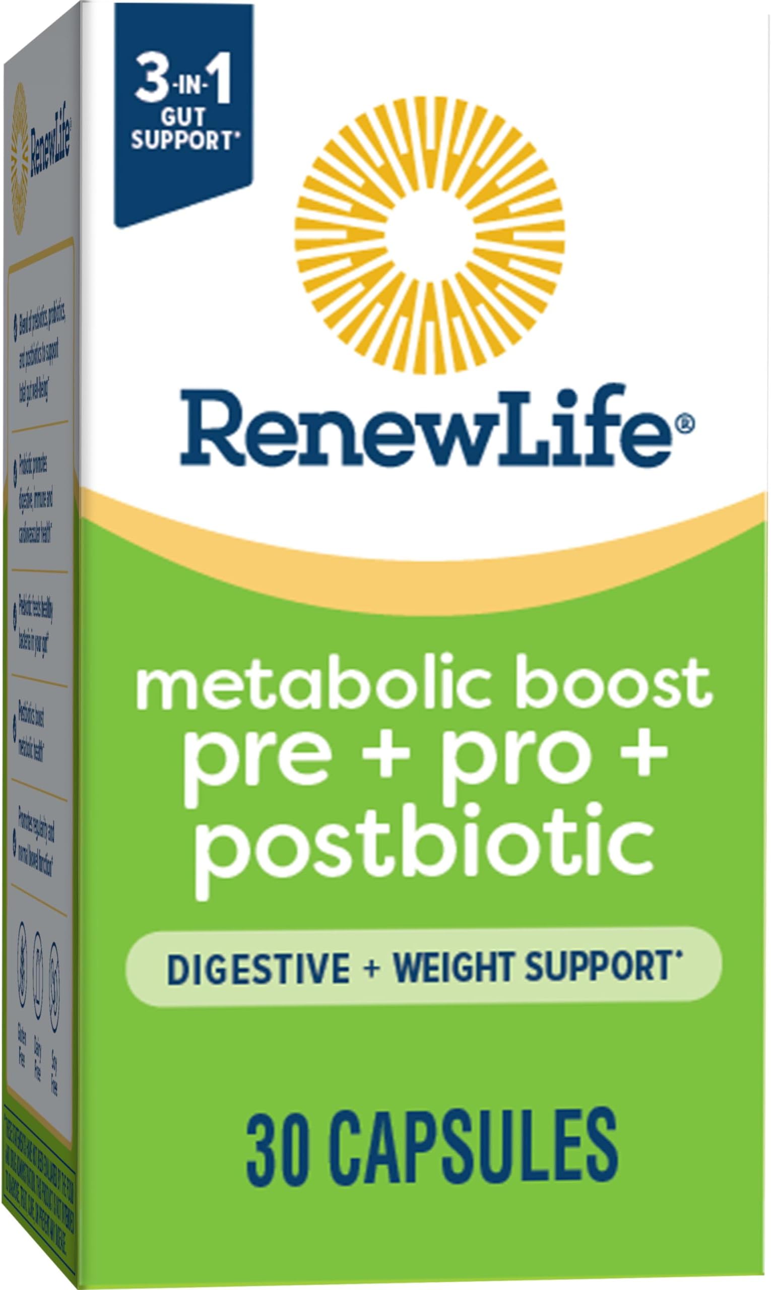 Amazon.com: Renew Life Metabolic Boost Pre + Pro + Postbiotic ...