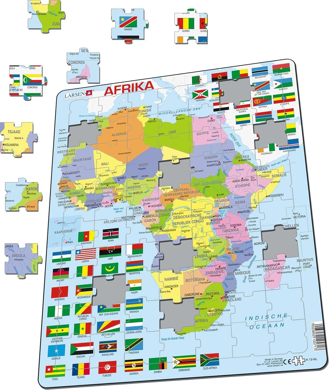 Larsen K13 Africa Political Map, Dutch Edition, 70 Piece Boxless Tray ...