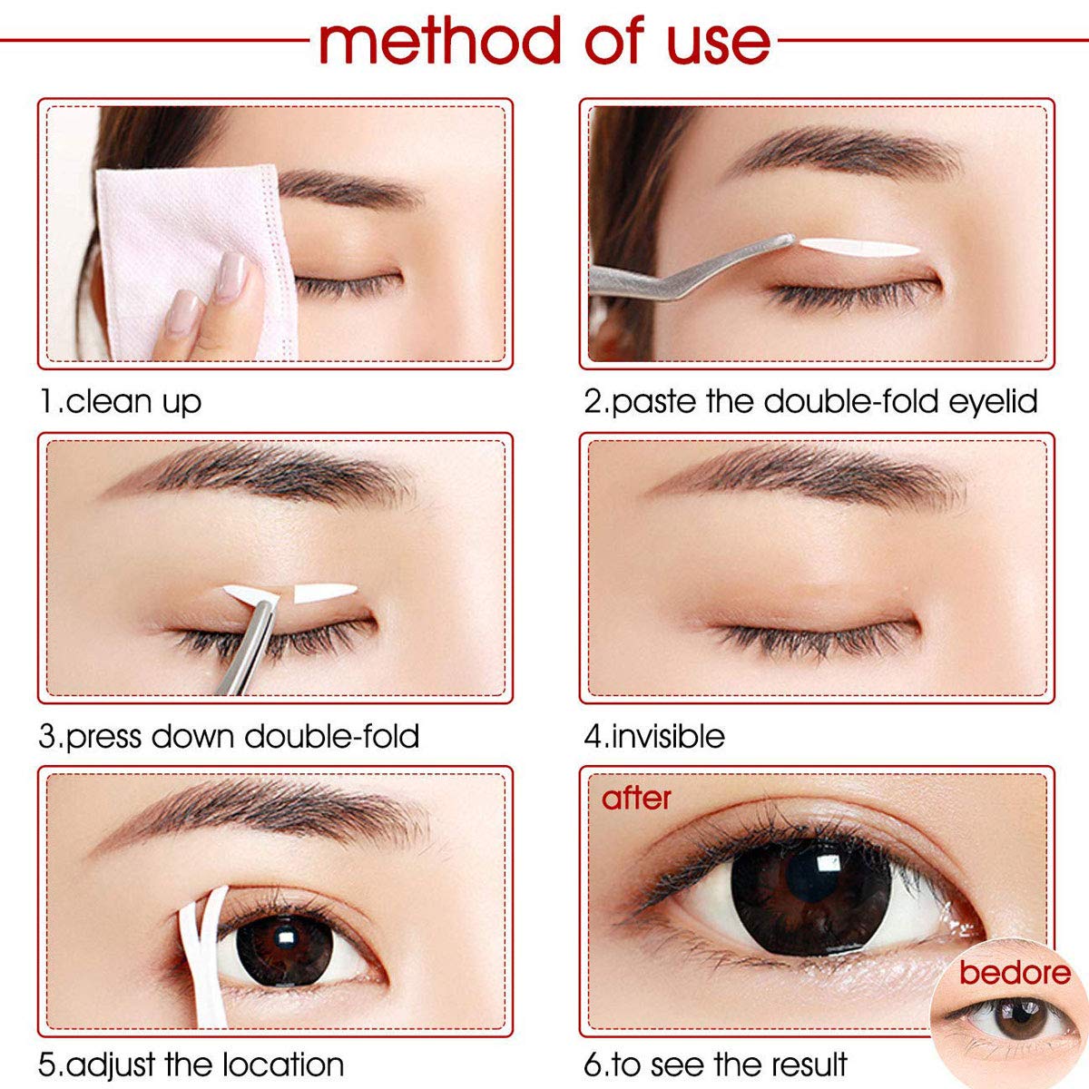 Buy Eyelid Tape, Lace 6Packs One/Two Side Sticky Invisible Eyelid Lift ...