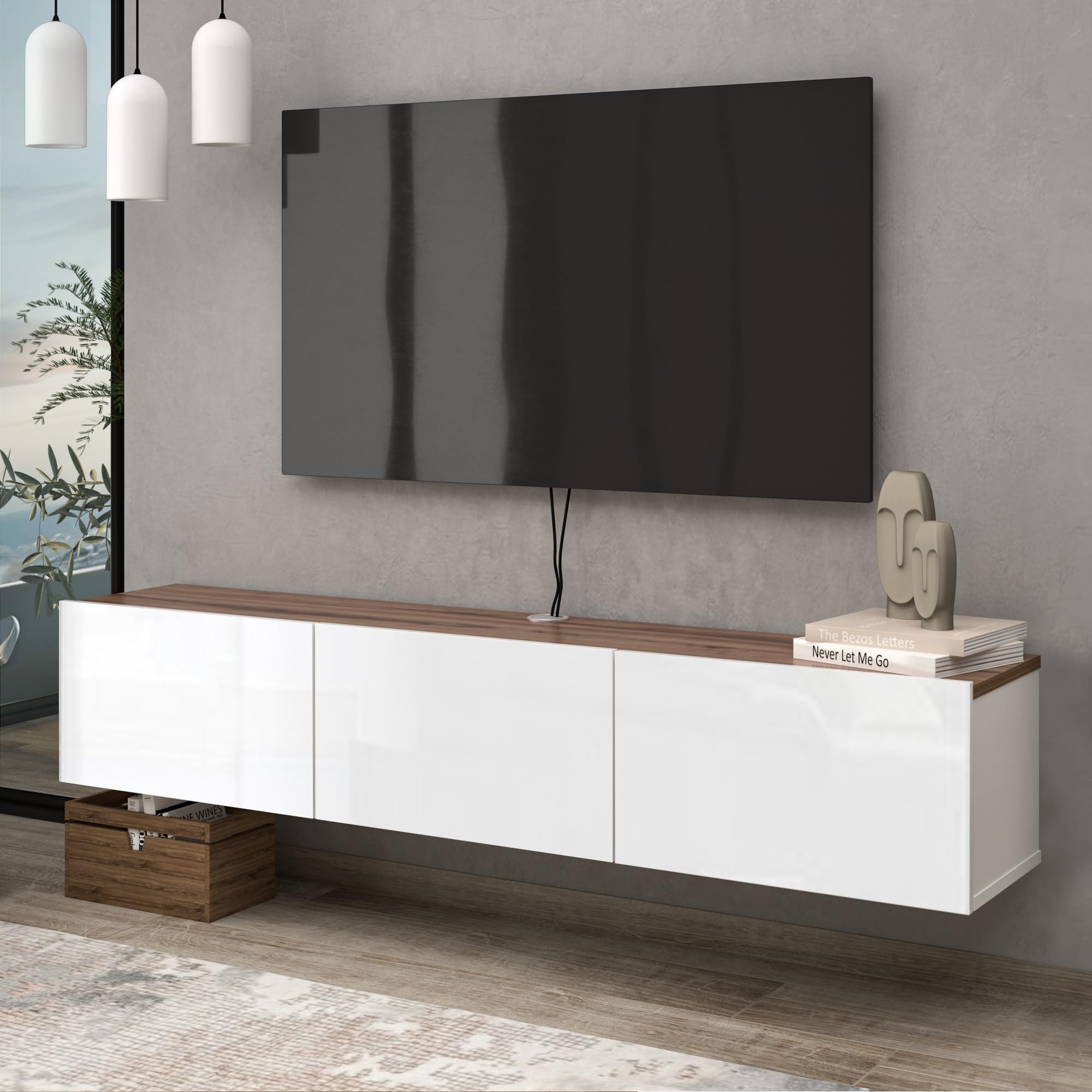 Amazon.com: Atelier Mobili Floating TV Stand, Floating Entertainment ...