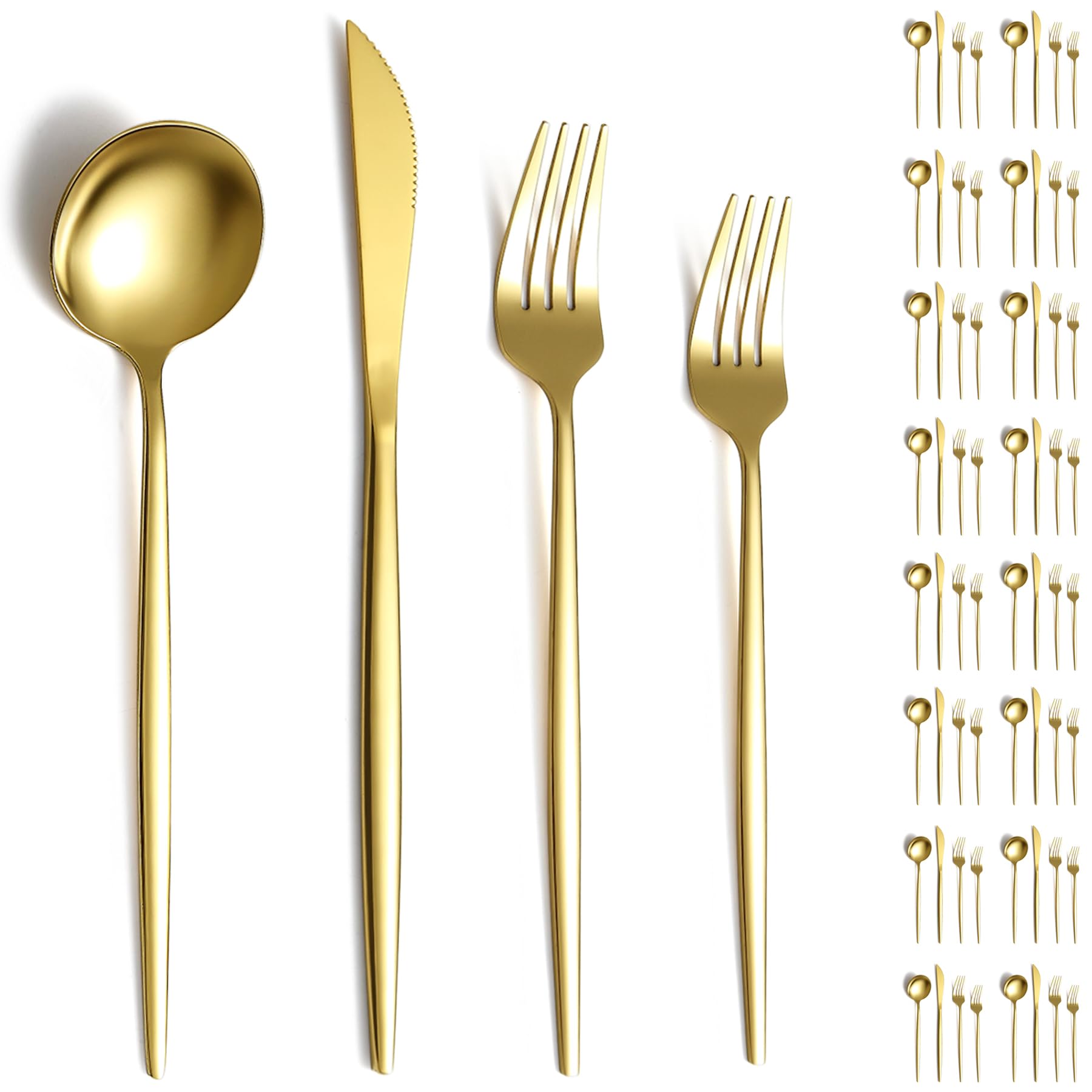 Amazon.com | Evanda Gold Silverware Set 64 Piece Service for 16 ...