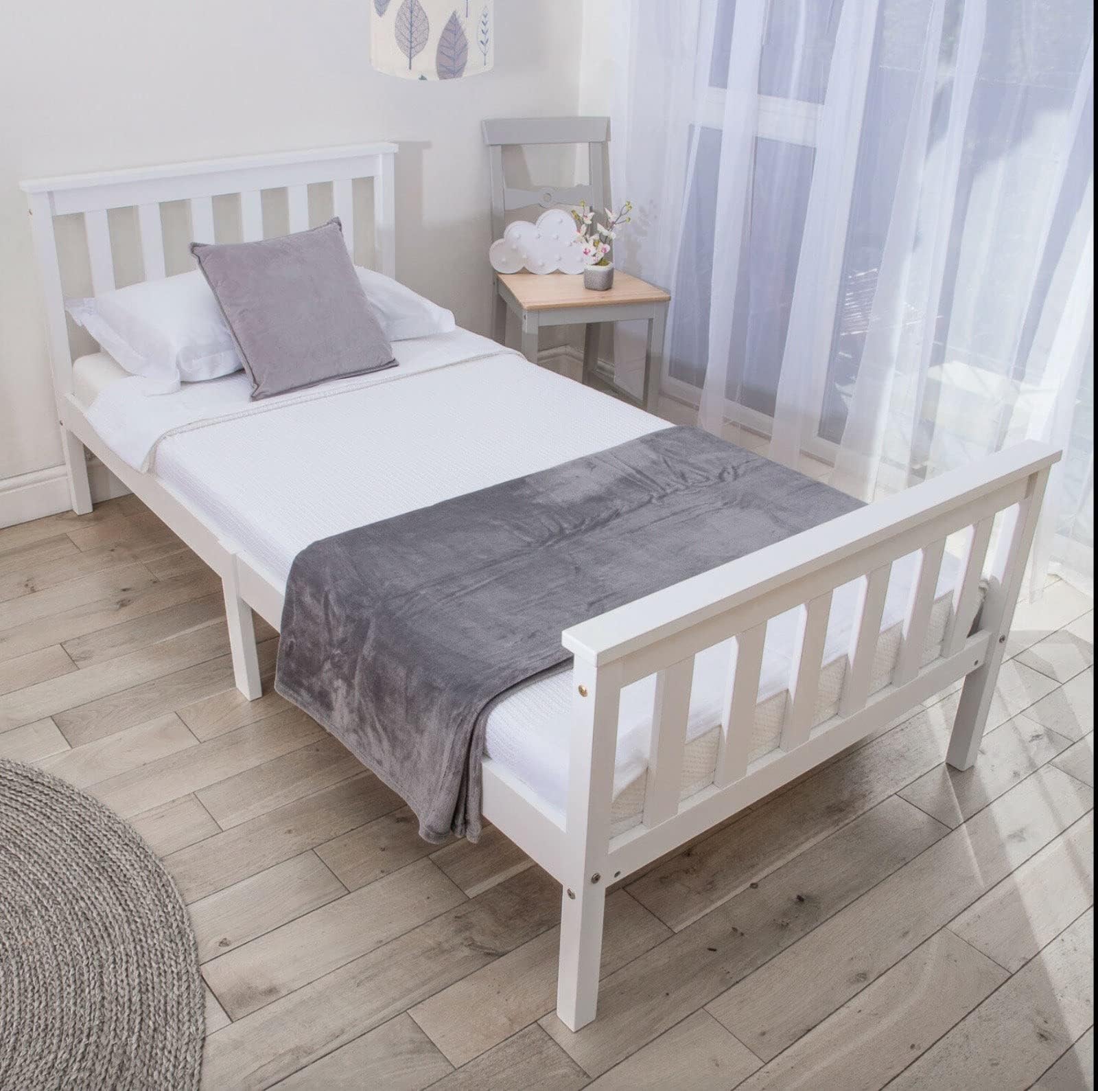 Home Treats 3ft Single Bed In White Solid Pine Wooden Frame Perfect For ...