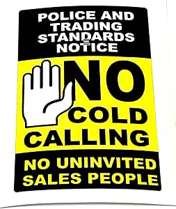Pack of 2 NEW No Cold Calling Door Sticker - Black & Yellow Polite ...