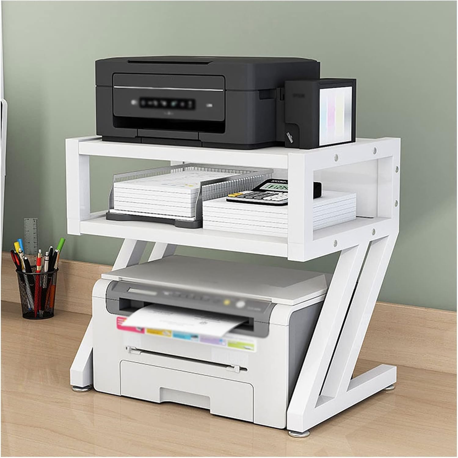 Amazon.com: Printer Stand 2 Tiers Printer Stand, Desktop Stand for ...