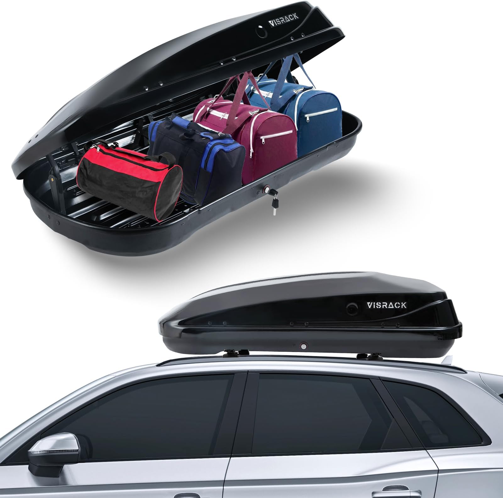 Amazon.com: Black Cargo Box, Hard Shell ABS Roof Cargo Carrier with ...