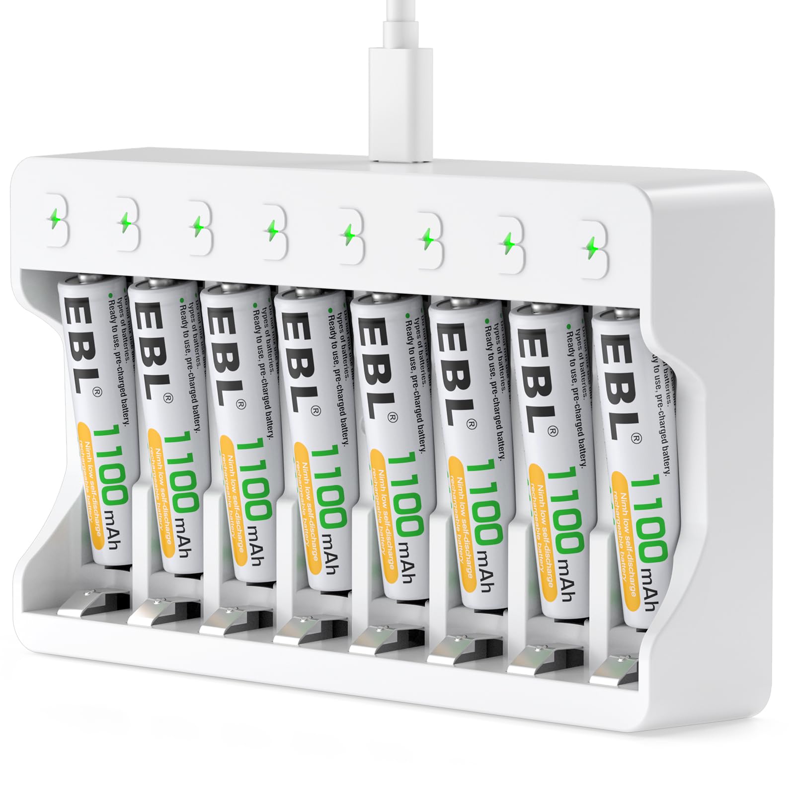 Amazon.com: EBL Rechargeable AAA Batteries 8 Pack, Triple AAA Batteries ...