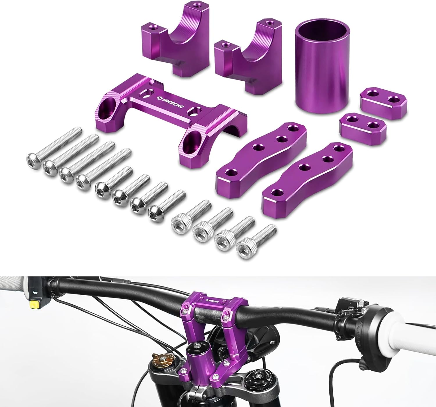 Amazon.com: NICECNC Purple 20/30MM Front Handlebar Bar Riser Mount ...