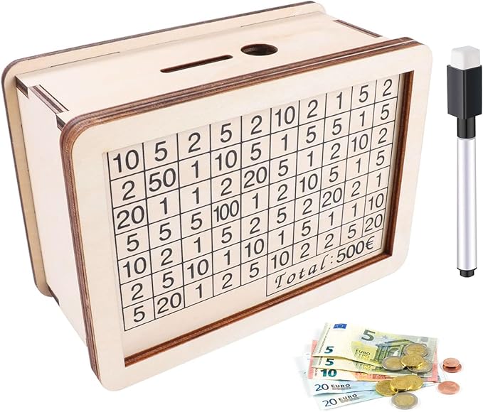 TAKUZA Wooden Money Box 500 Euro, Money Box for Ticking, Money Box ...