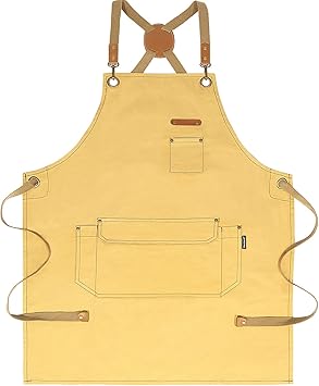 Amazon.com: Chef Apron for Men Women with Pockets, Cross Back Apron for ...