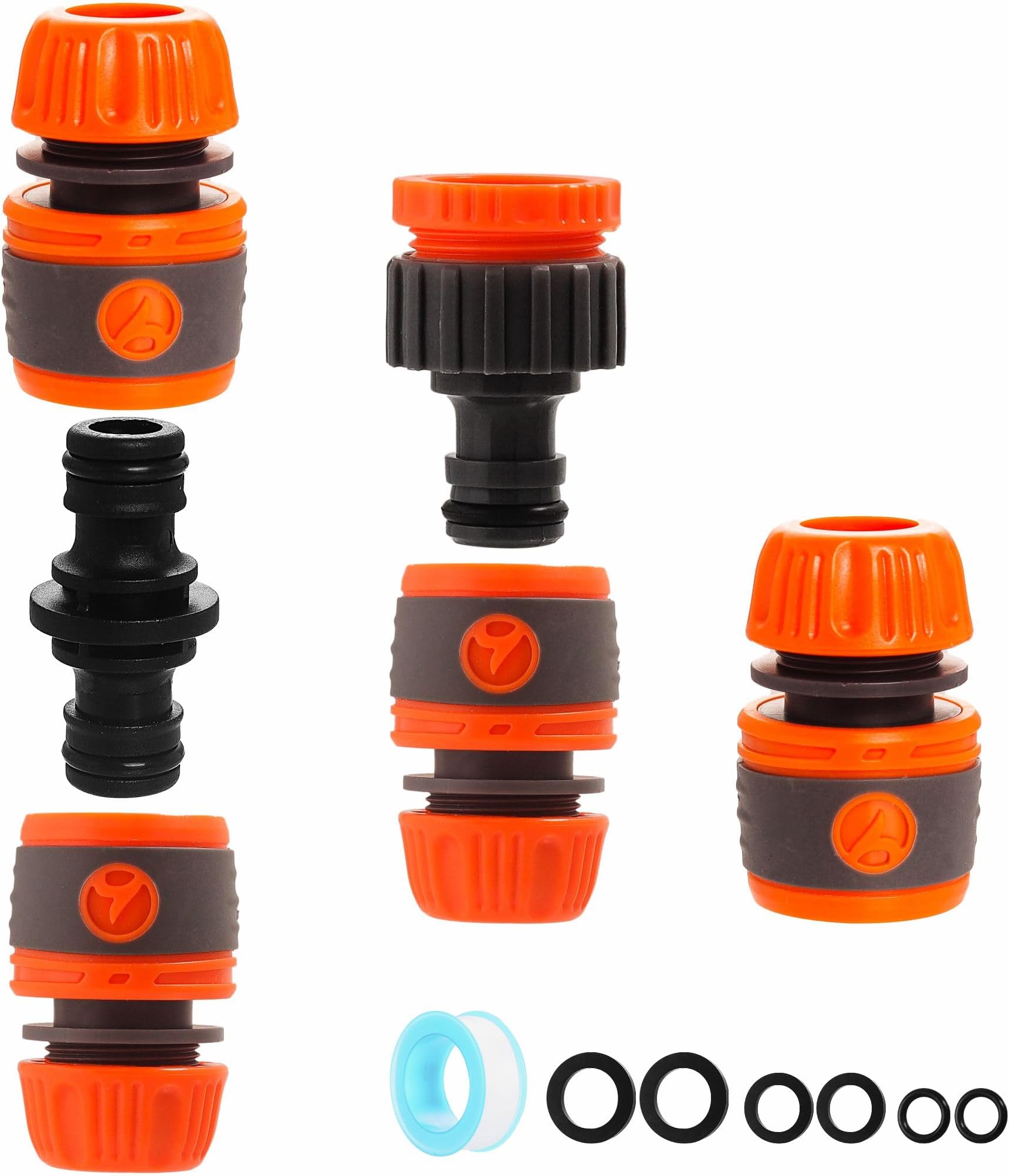 Set of 6 Garden Hose Connectors Set, 4 Pcs Hose End Quick Connectors ...