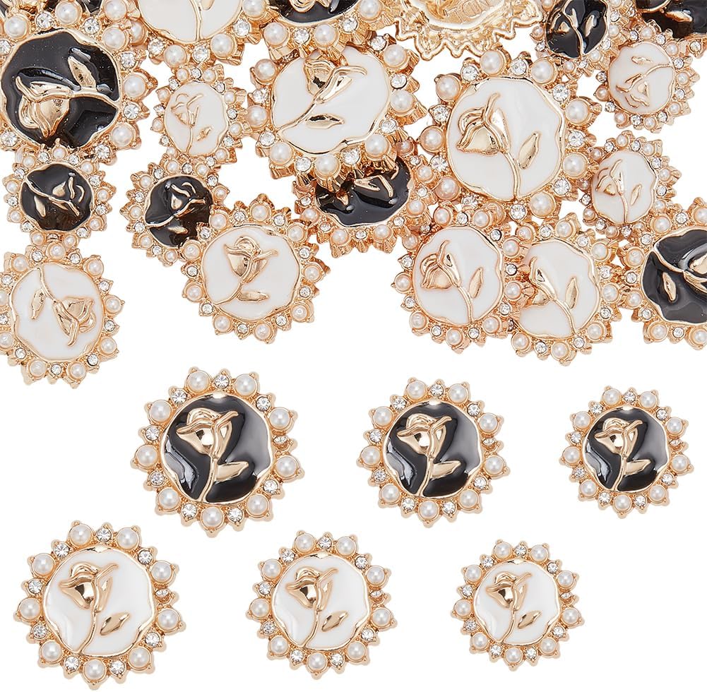 Amazon.com: WADORN 24Pcs Vintage Rose Button, 6 Styles Enamel ...