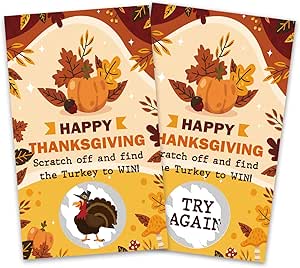 Amazon.com: Beshoul Thanksgiving Scratch Off Cards (50 Pack), Fall ...