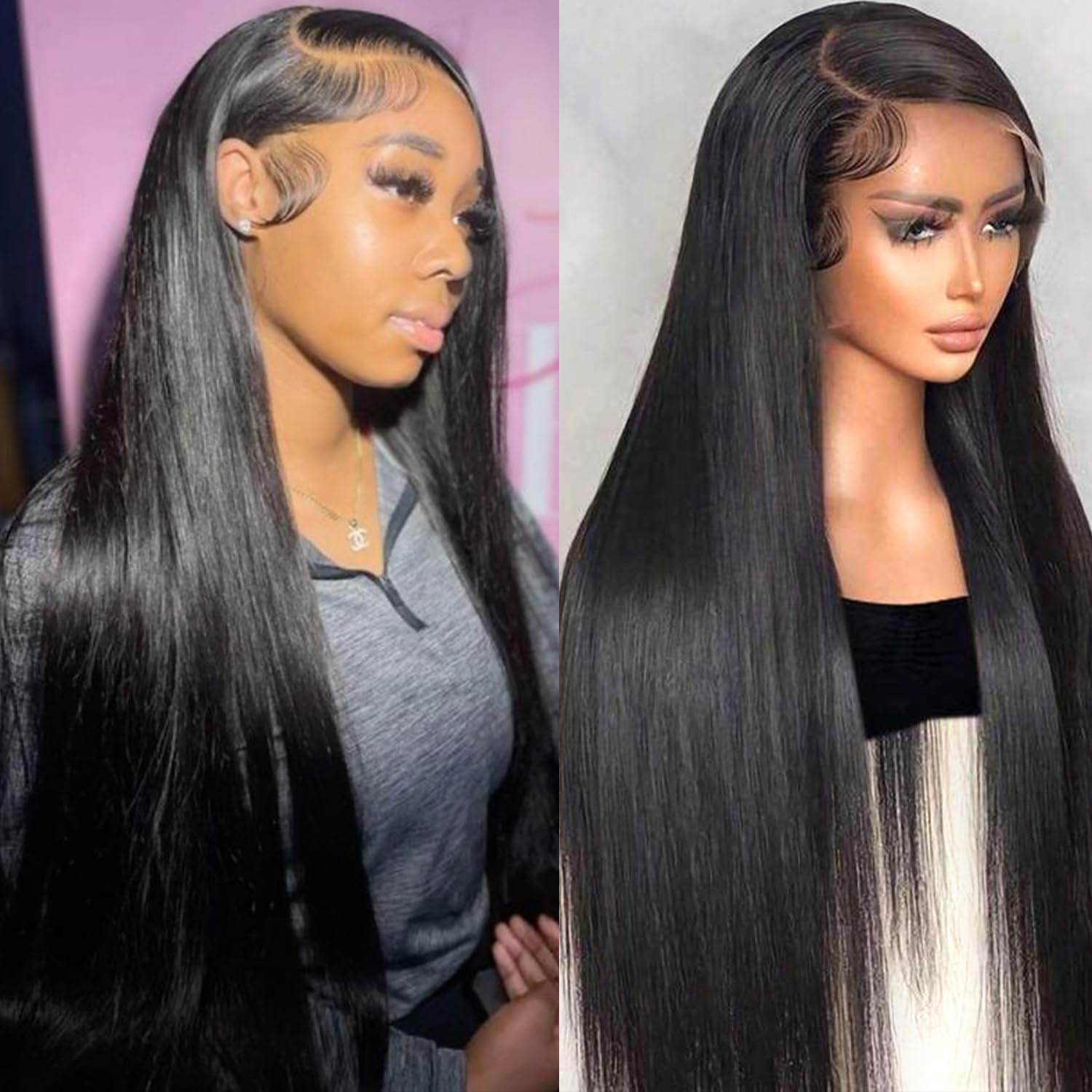 Amazon.com : Silaiya 24 Inch Straight 13x4 Lace Front Wigs Human Hair ...
