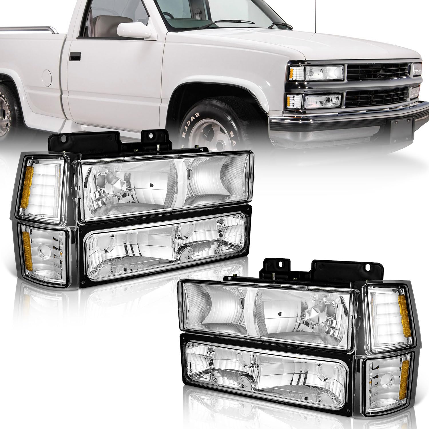 WEELMOTO Headlights Assembly for 1994-1998 Chevy C10, 94-98 C/K 1500 ...