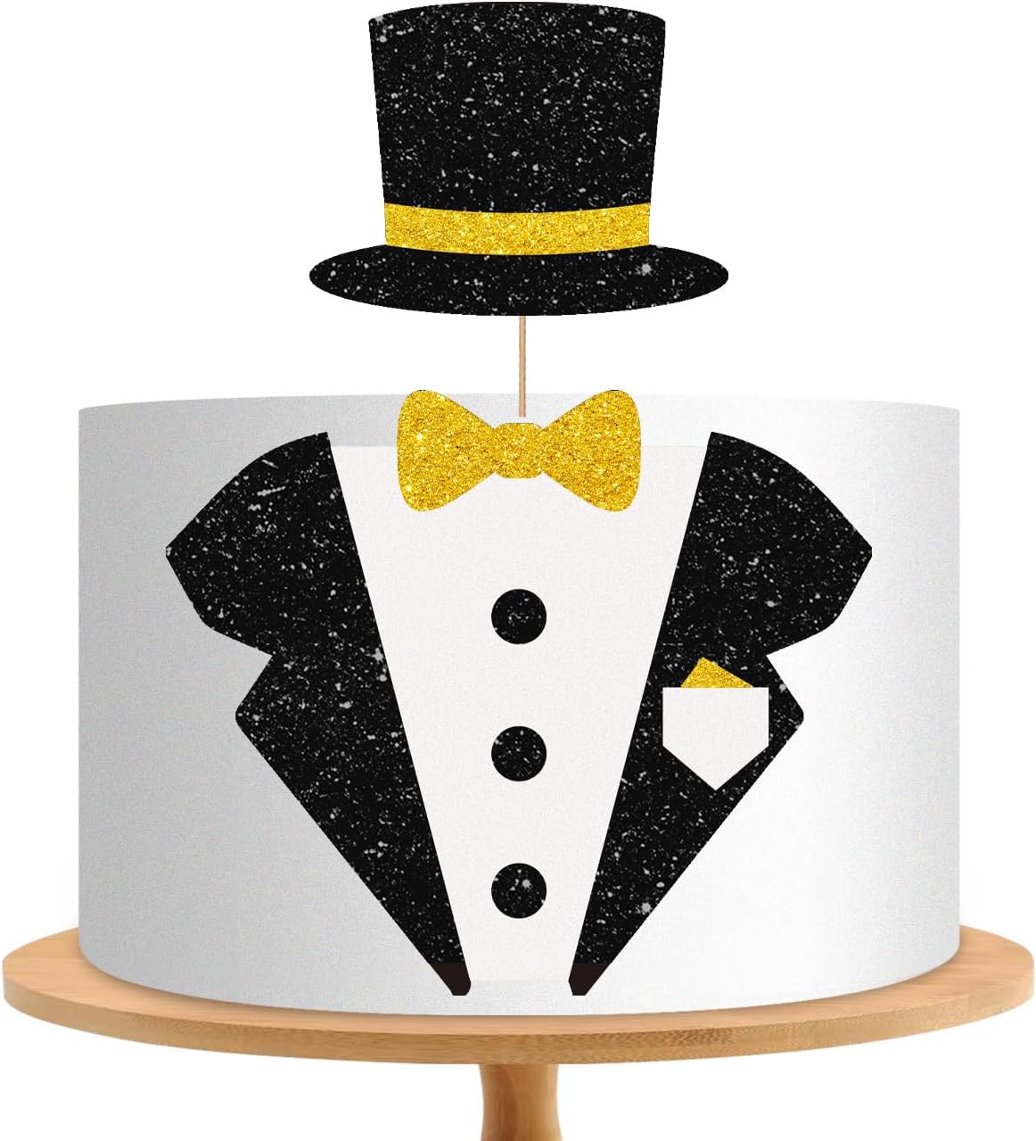 Amazon.com: Little Man Cake Topper, Little Boss Cake Decor, Black&Gold ...