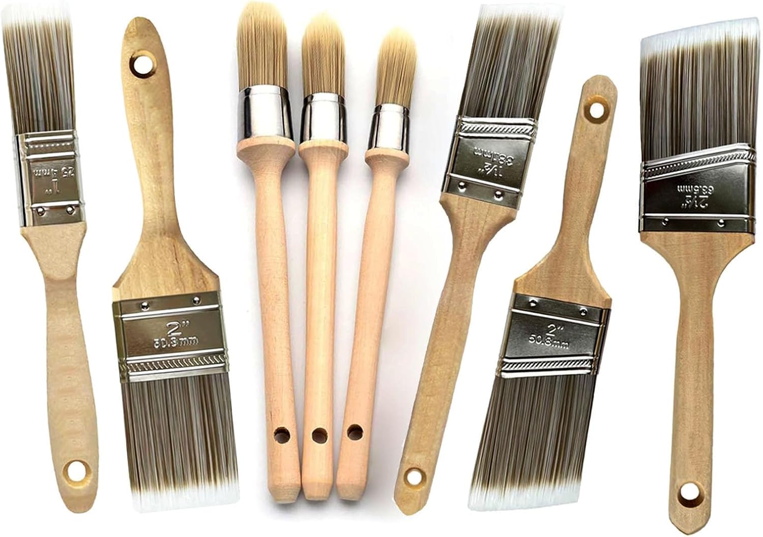 Amazon.com: Paint Brushes Set of 8，Small Trim Edge Oil Paint Brushes ...