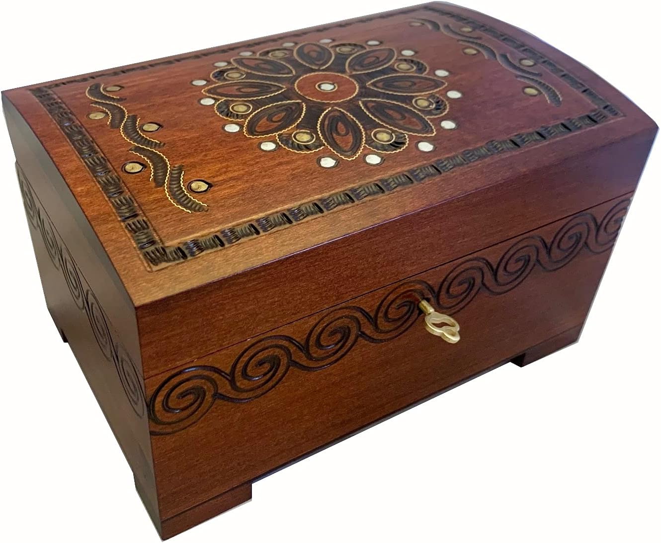 Amazon.com: Four Hearts Handmade Wooden Box Polish Jewelry Keepsake ...