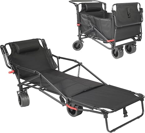Amazon.com : Beach Wagon Chair, 2 in 1 Folding Beach Wagons with Big ...