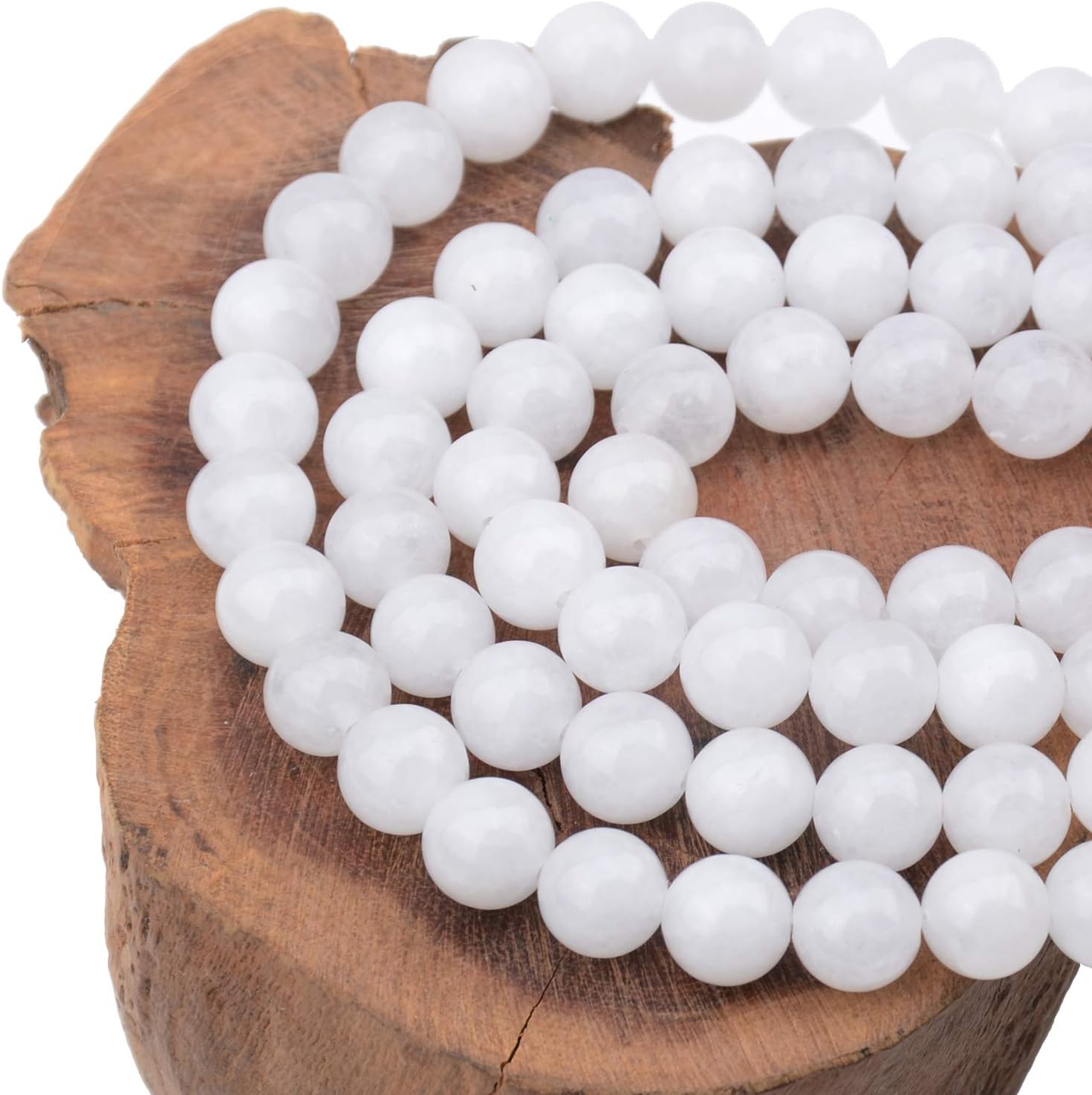 Amazon.com: 8mm Natural Matte White Jade Round Gemstone Frosted 100Pcs ...