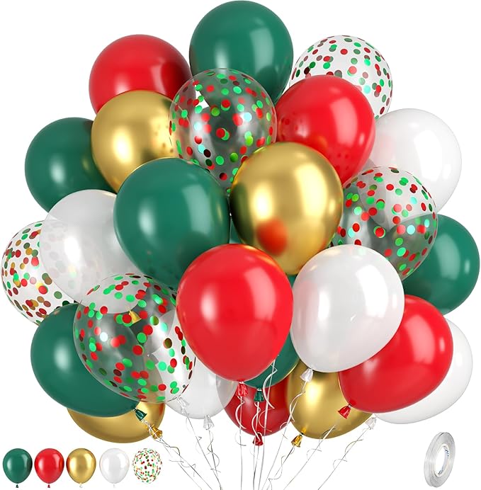Amazon.com: Red Green Gold Balloons, Red and Green Balloons, Vintage ...