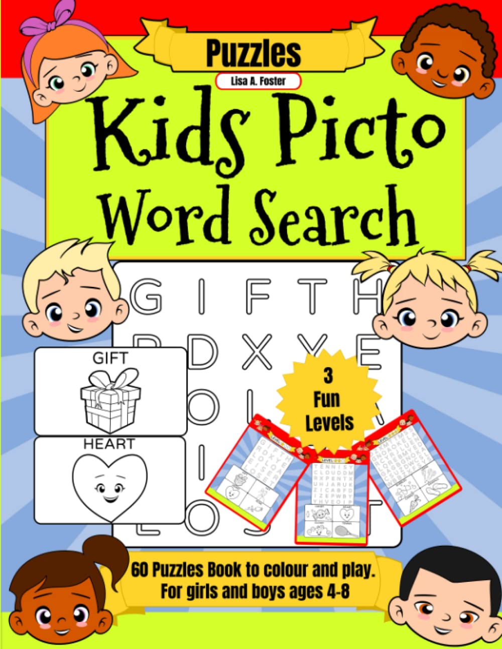 Kids Picto Word Search: 60 Puzzles Book to colour and play. For girls ...