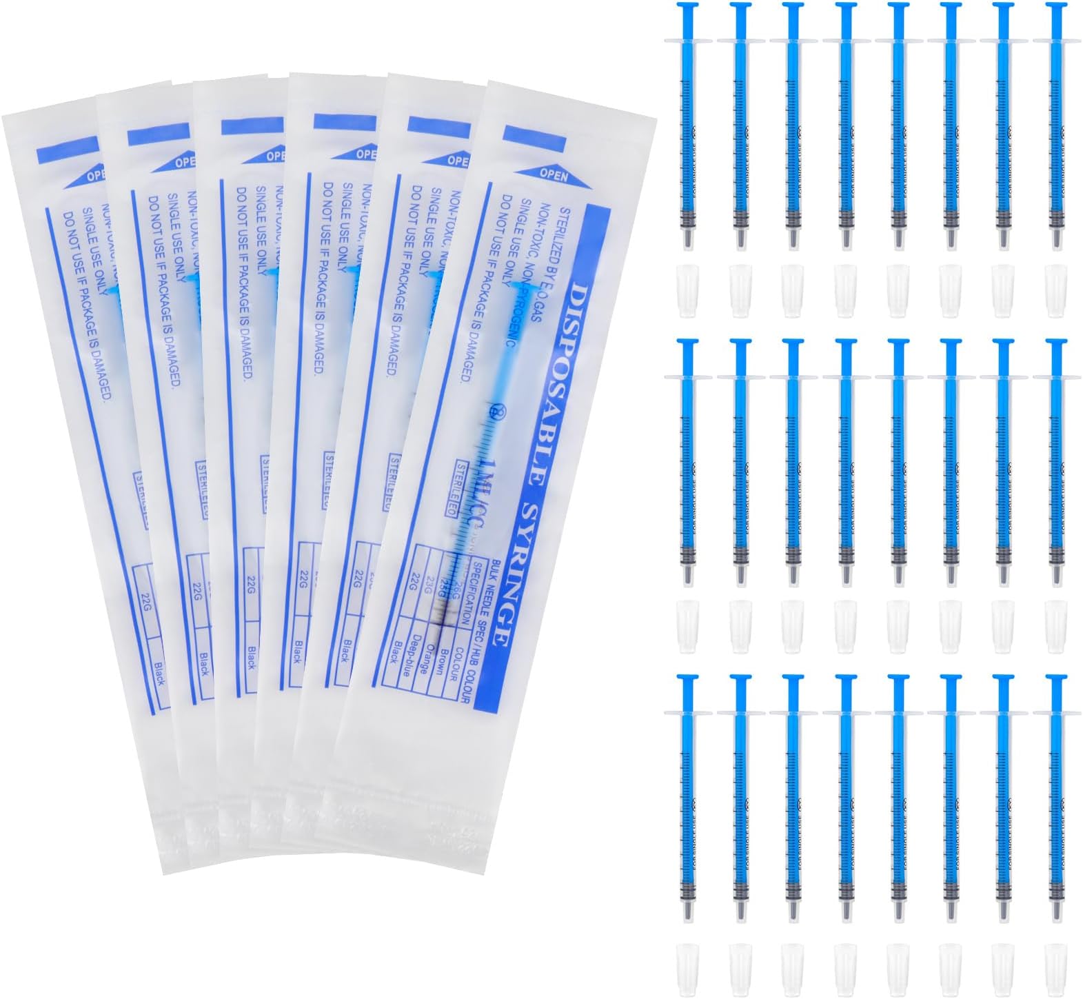 Amazon.com: 30 Pack 1ml Syringes for Liquid- Plastic Syringe without ...