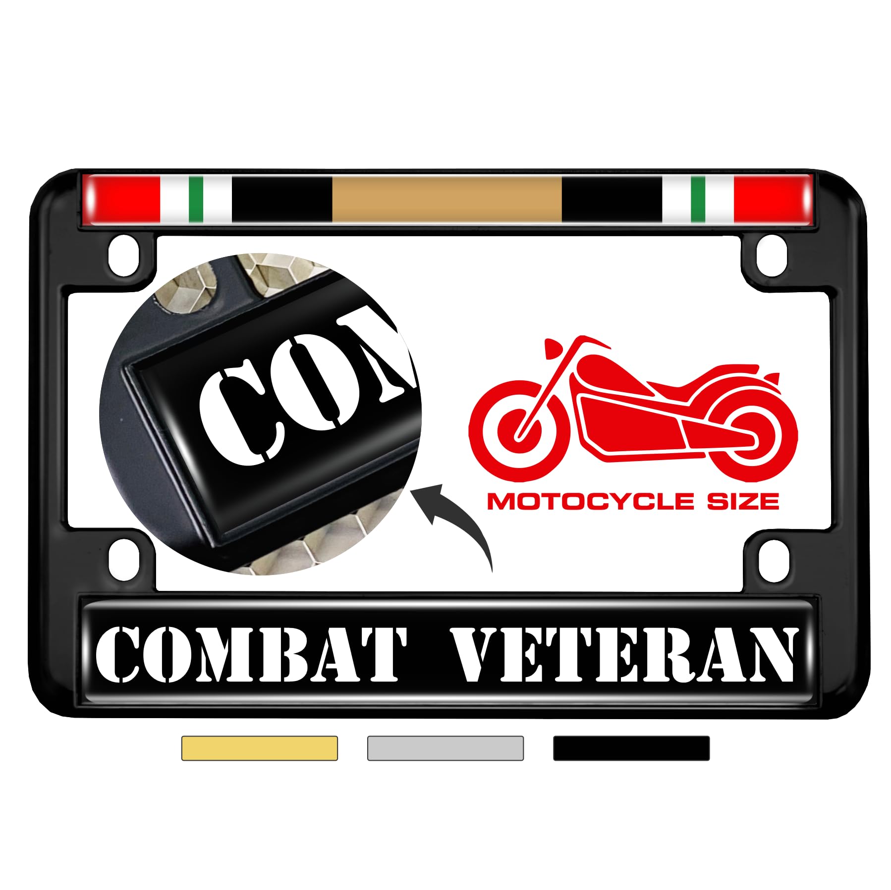 Motorcycle Metal License Plate Frame with Iraq Combat Veteran Design | eBay