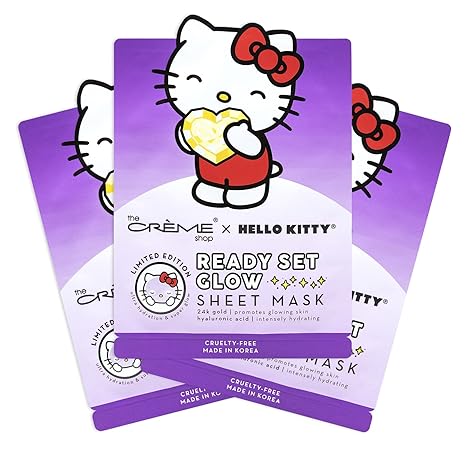Amazon.com : The Crème Shop | Hello Kitty Ready Set Glow Sheet Mask (3 ...