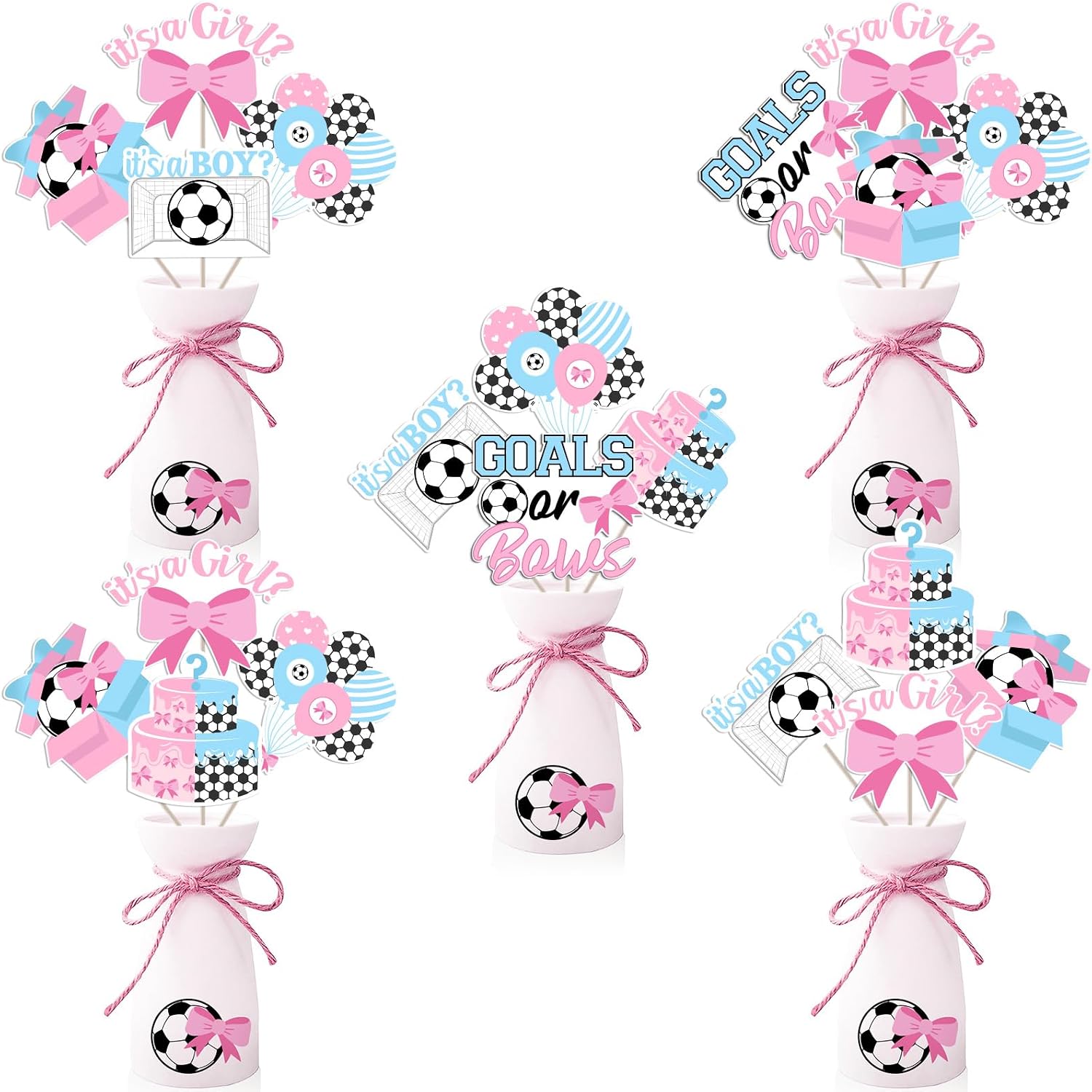 Amazon.com: Wonmelody Goals or Bows Gender Reveal Decor 24Pcs Goals-or ...