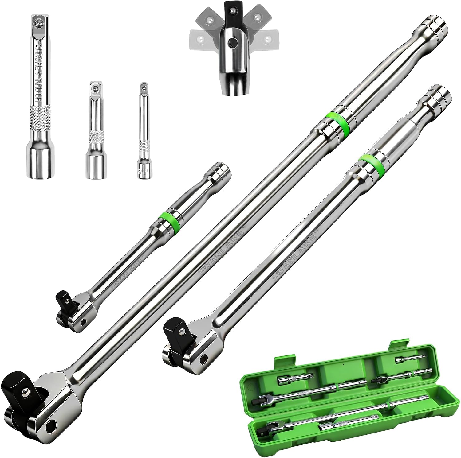 SWANLAKE 6PC Breaker Bar Set,1/4", 3/8" & 1/2" Drive,Heavy Duty Breaker ...