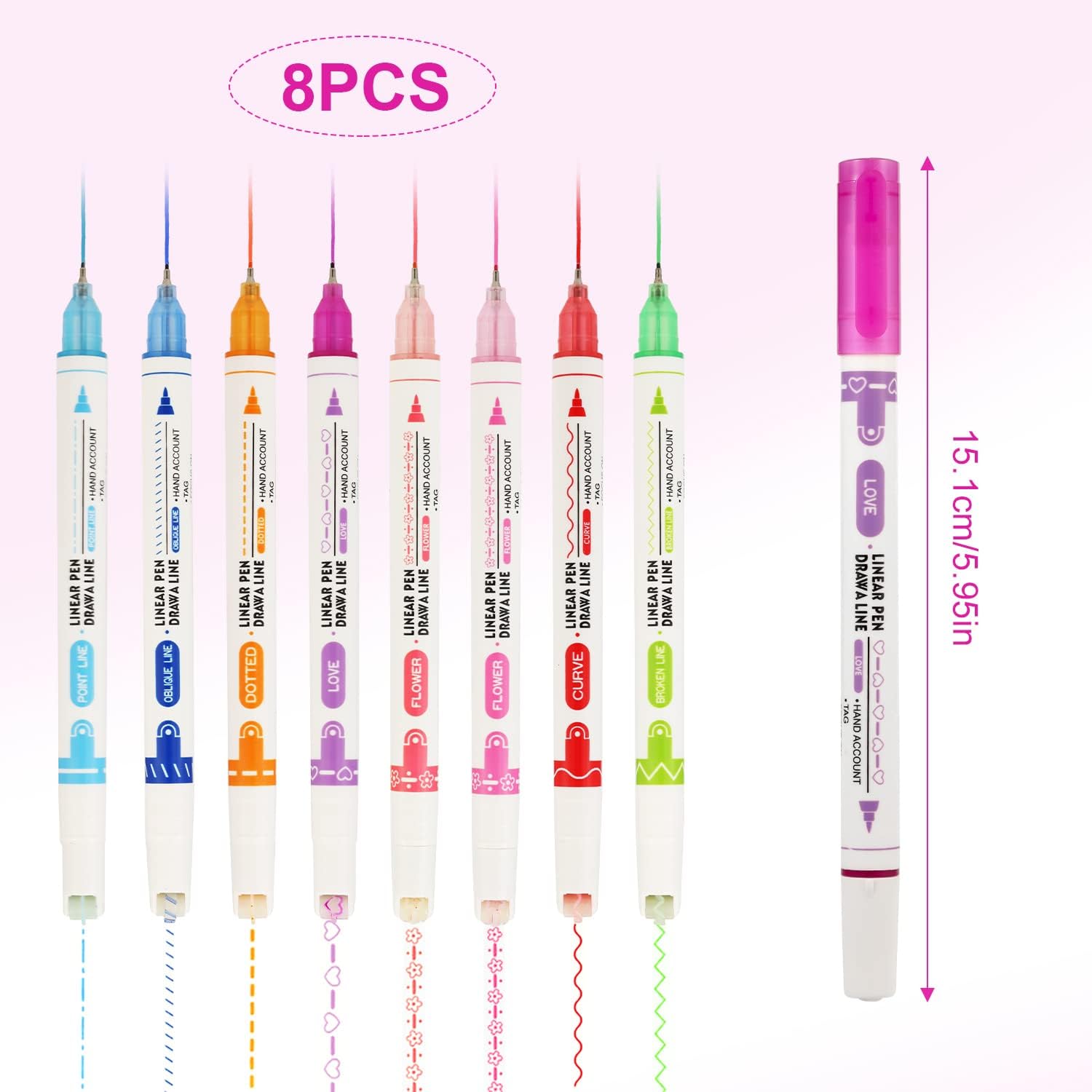 Curve Highlighter Pen, 8 Curve Pens Dual Tip Pens Curve Highlighter Pen ...