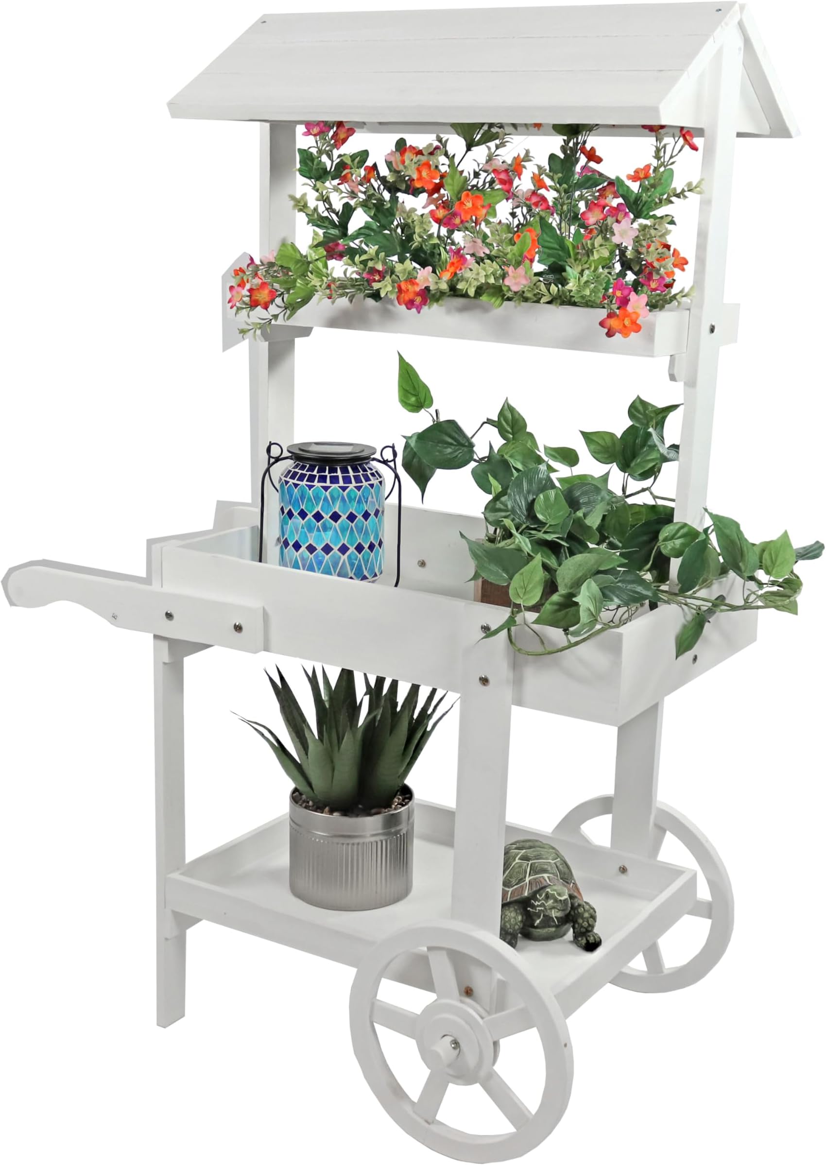 Amazon.com: Sunnydaze Country Market Flower Cart Display Stand with ...