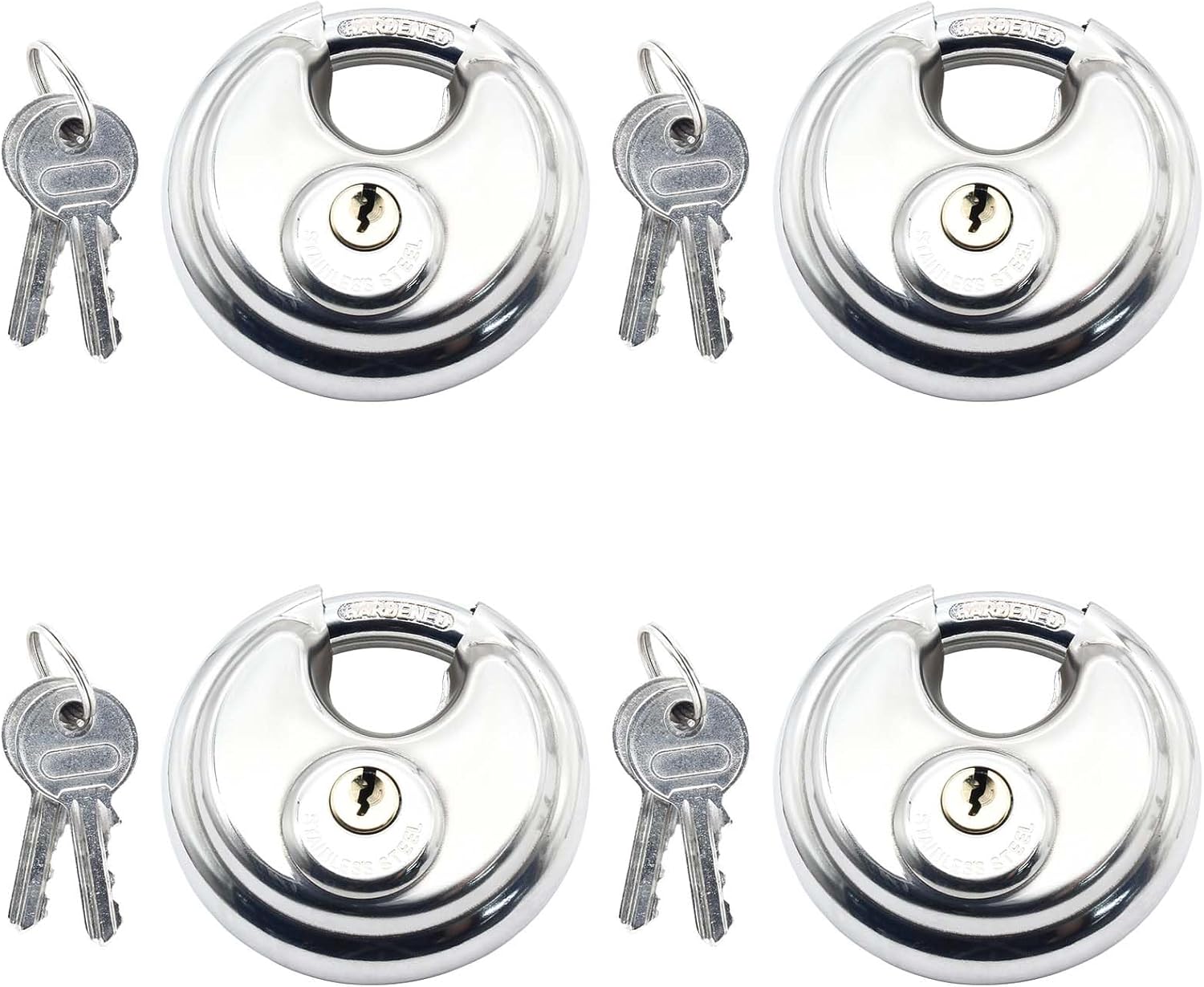 Kemcatui 4 Pack Shrouded Disc Padlock Keyed Alike, 2-3/4 Inch / 70mm ...