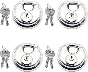 Kemcatui 4 Pack Shrouded Disc Padlock Keyed Alike, 2-3/4 Inch / 70mm ...