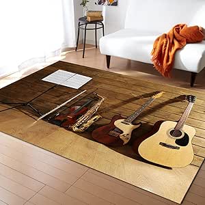 Amazon.com: MUOUCTE Large Instrument Guitar Area Rug, 5x8ft, Vintage ...
