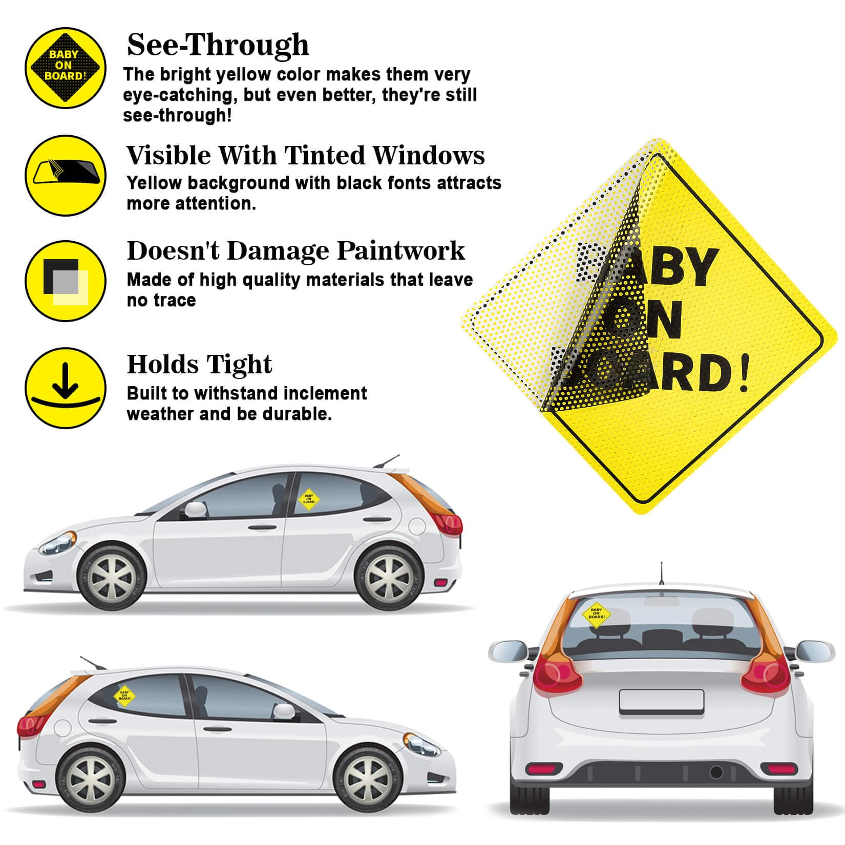 Snapklik.com : 10 PCS Baby On Board Sticker For Cars Funny - Baby Car ...