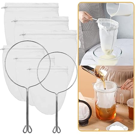 Amazon.com: Set of 2 White and Silver Jelly Strainer Stand with Bag ...